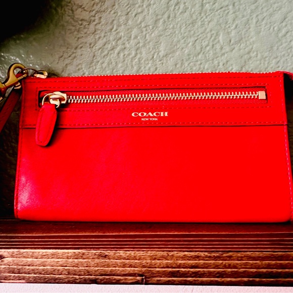 Coach | Bags | Coach Red Leather Wristlet Wallet | Poshmark